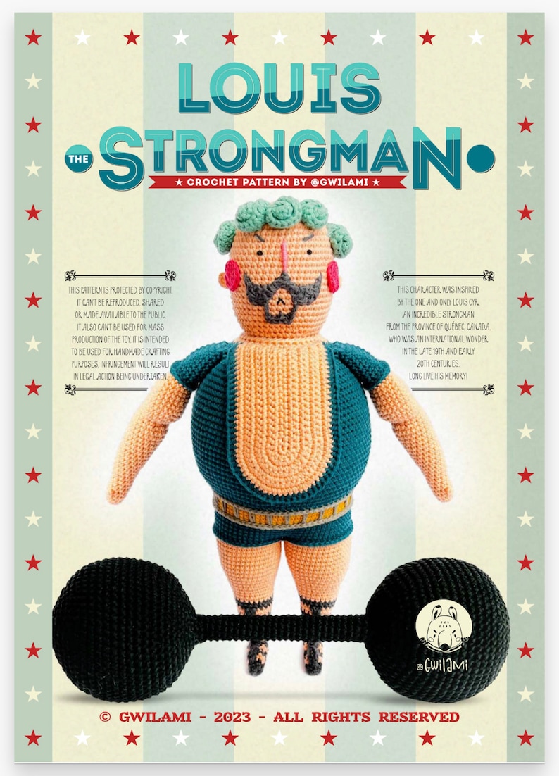 Crochet Pattern Louis Strongman PDF File - Etsy