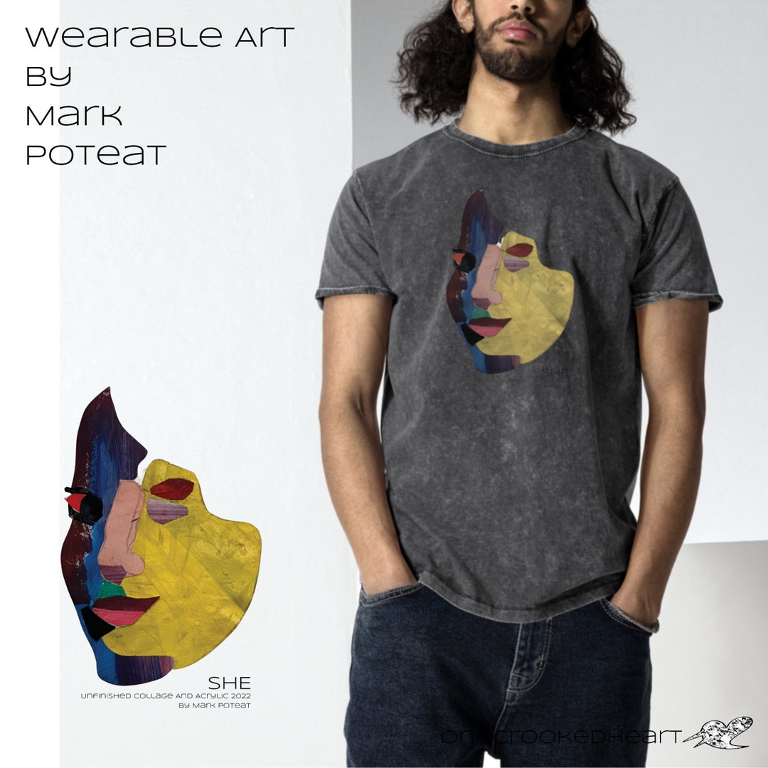 T Shirt She Unfinished Collage and Acrylic by Mark Poteat - Etsy