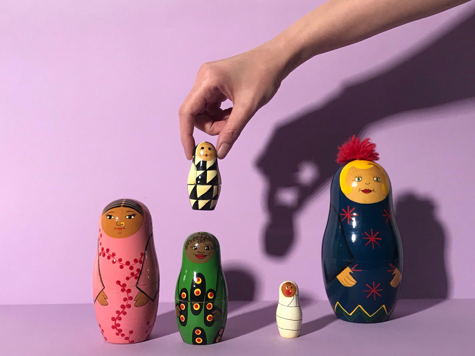 Multi Ethnic Nesting Dolls Artist Collectible, Vintage Russian ...