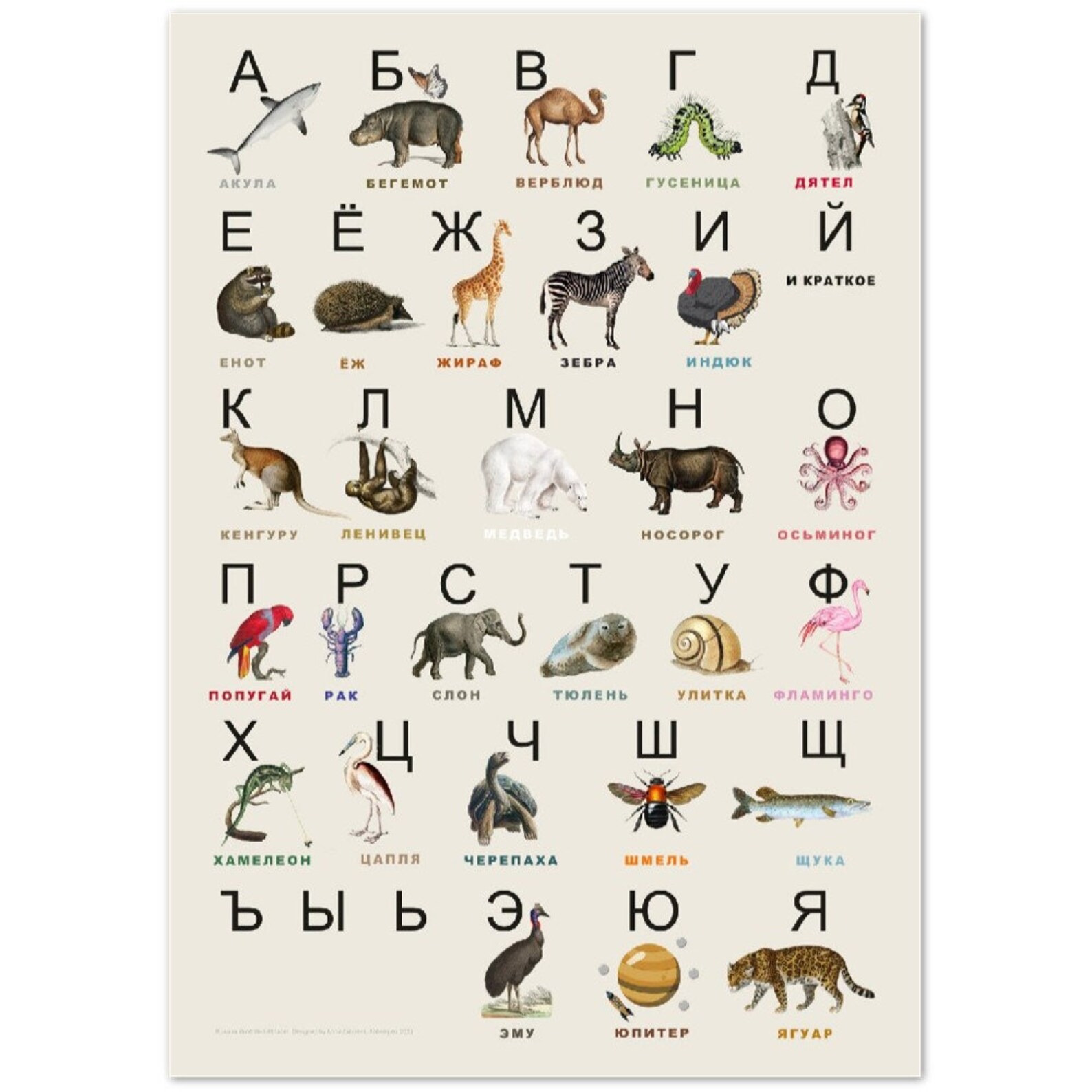 Russian Illustrated Alphabet, Vintage Animal Illustrations Cyrillic ...