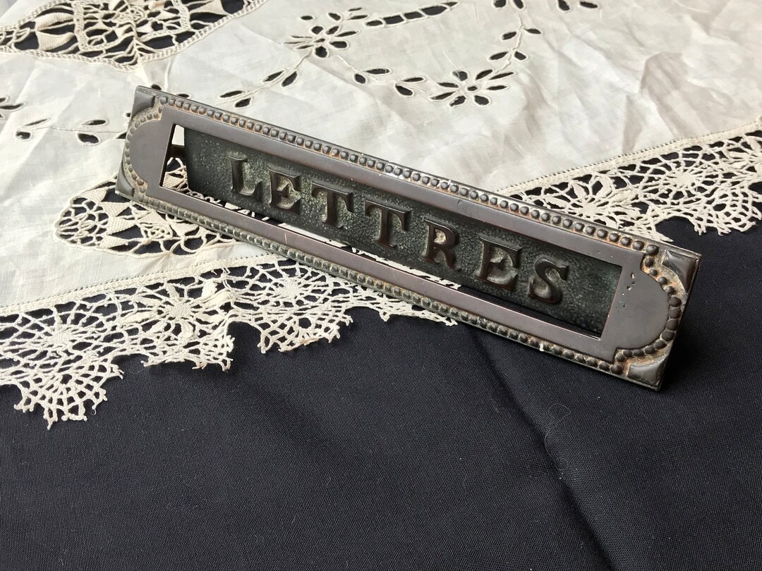 Vintage Cast Iron Mail Box Flap, French Letters LETTRES Cast Brass ...