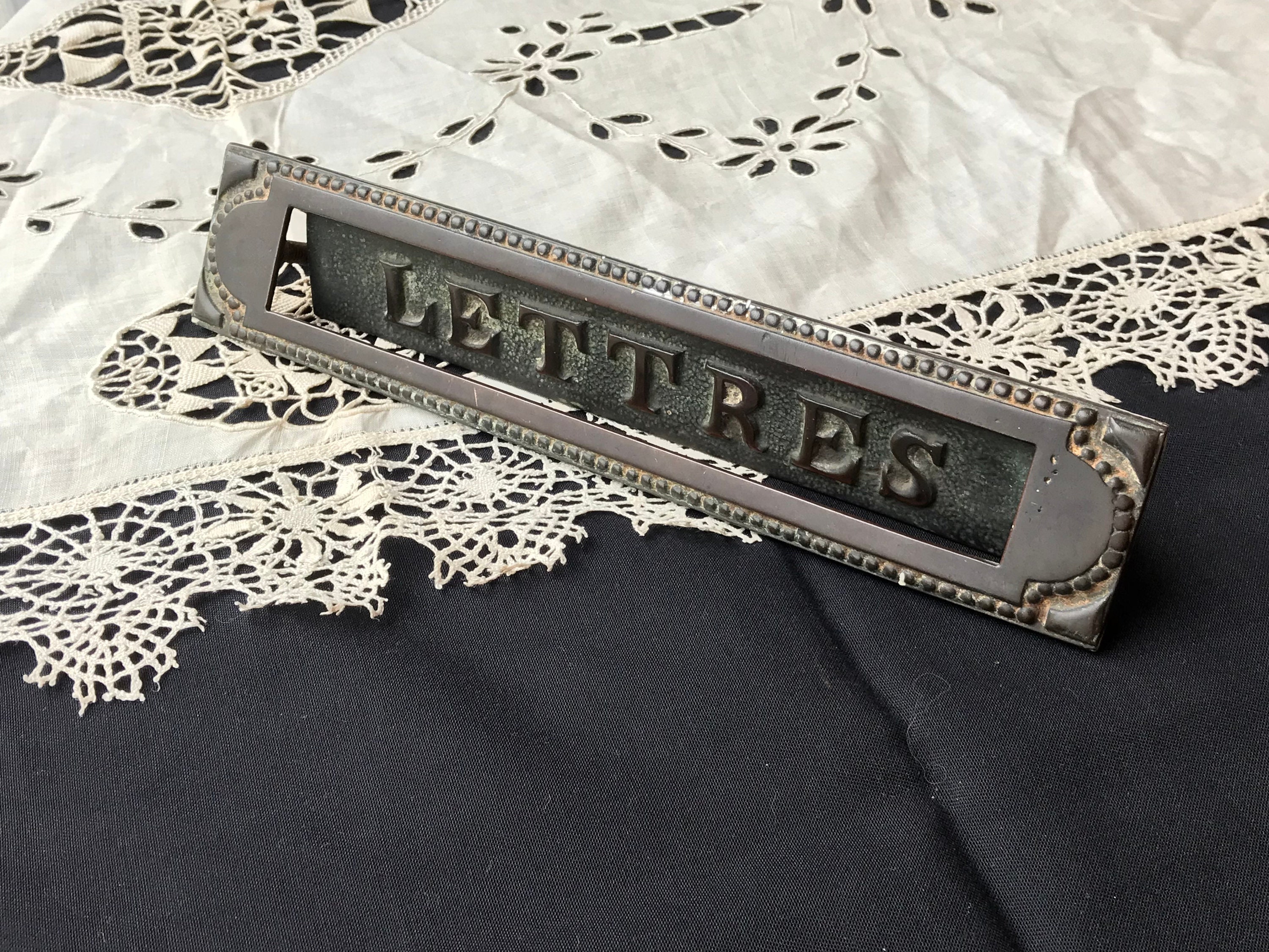 Vintage Cast Iron Mail Box Flap, French Letters LETTRES Cast Brass ...