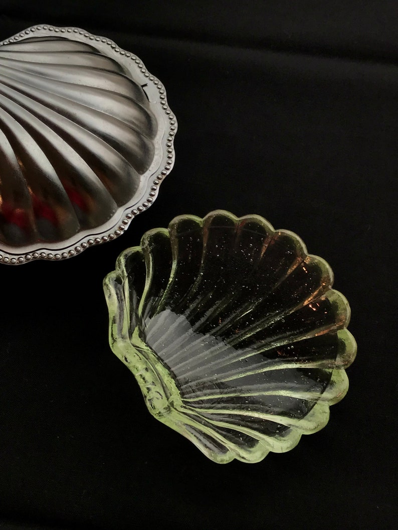 Vintage Seashell Shape Covered Butter Dish or Caviar Serving ...