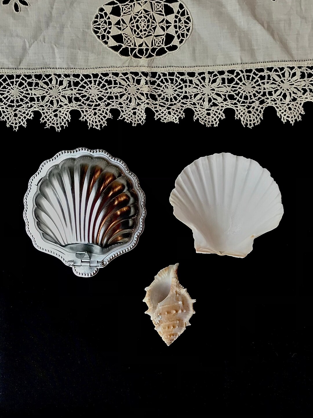 Vintage Seashell Shape Covered Butter Dish or Caviar Serving ...