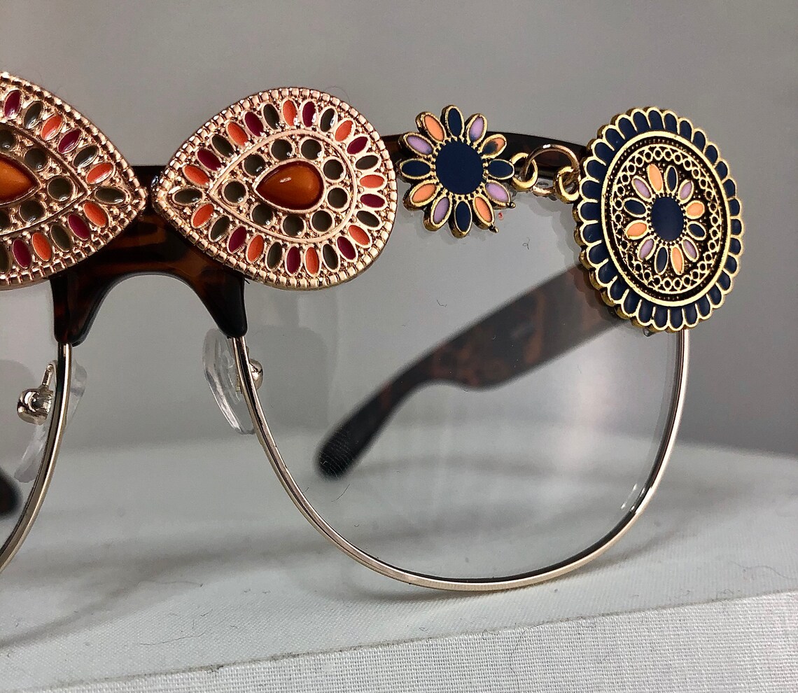 Dakota Luna. Clear Lens Fancy Decorated Eye Shield Colored Jewel ...