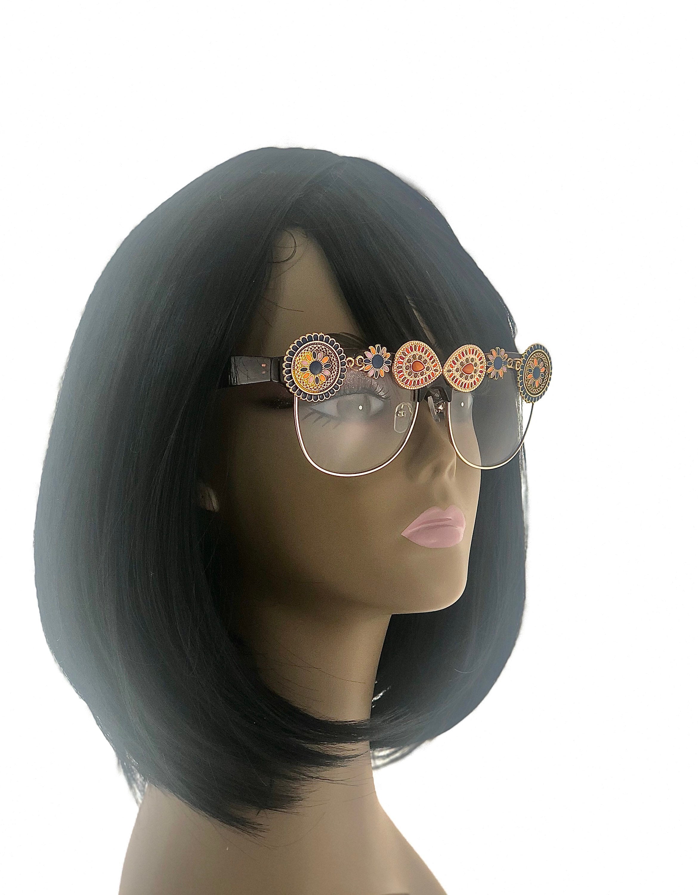 Dakota Luna. Clear Lens Fancy Decorated Eye Shield Colored Jewel ...