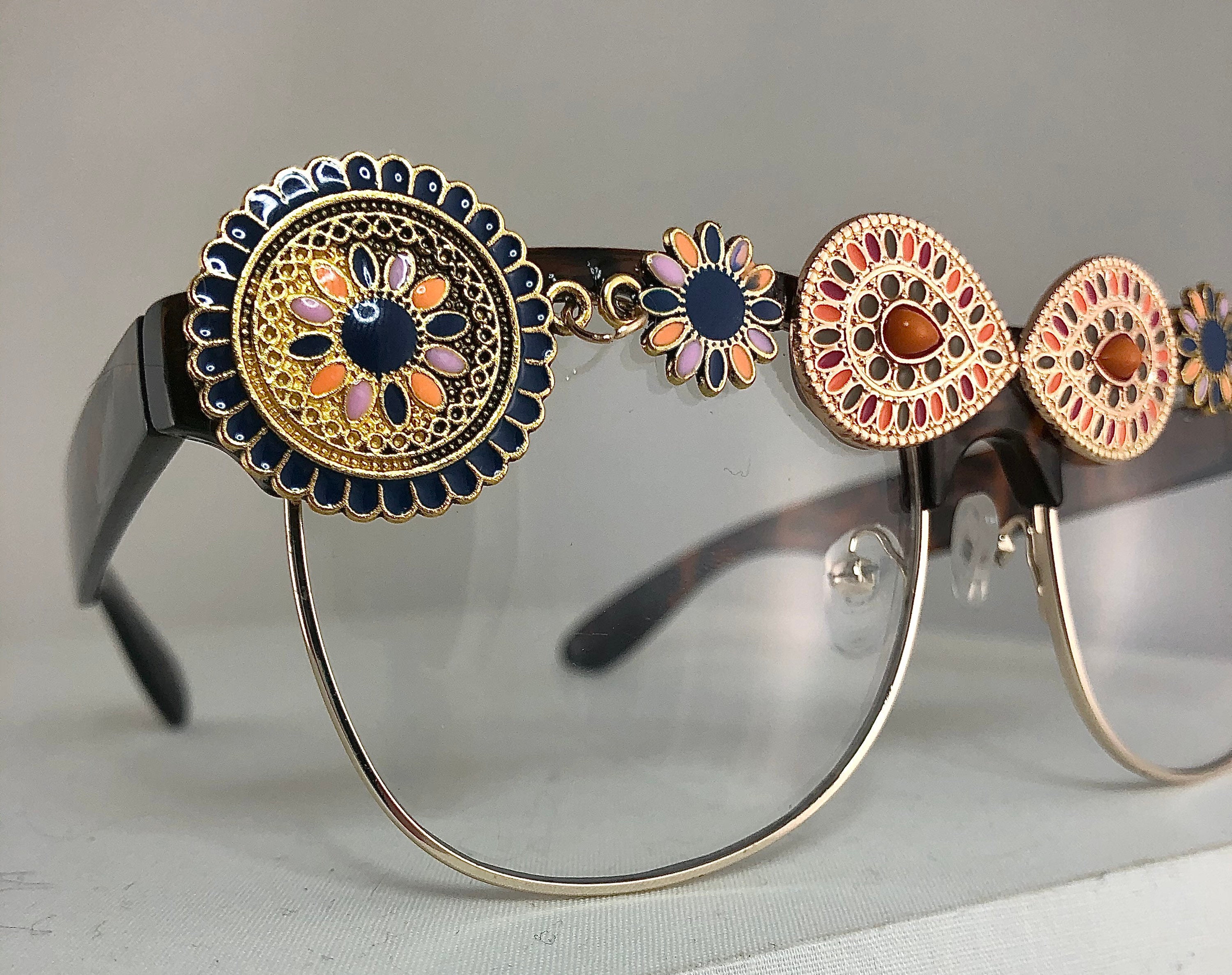 Dakota Luna. Clear Lens Fancy Decorated Eye Shield Colored Jewel ...