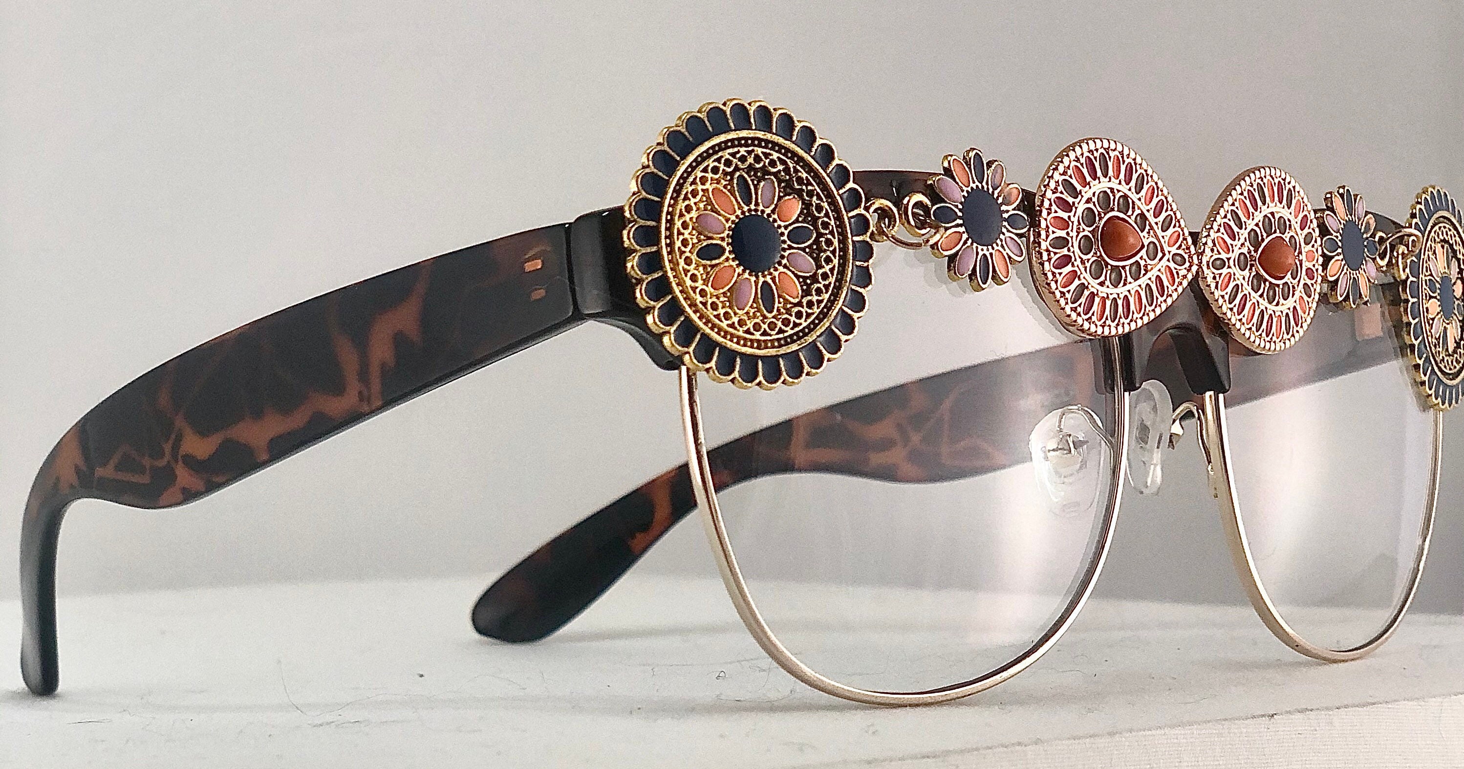 Dakota Luna. Clear Lens Fancy Decorated Eye Shield Colored Jewel ...