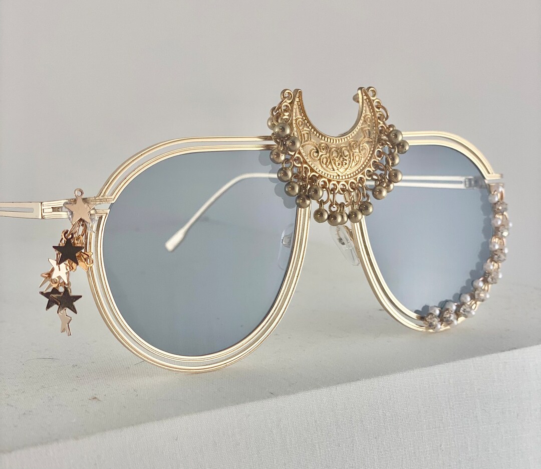 Ditsy Dangles. Gold Celestial Aviator Jewel Sunglasses - Etsy