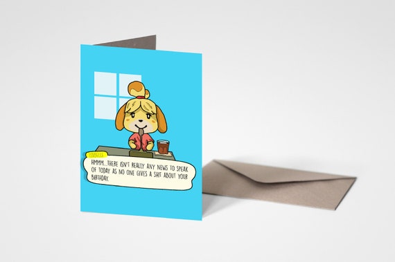 Angry Isabelle birthday card animal crossing | Etsy