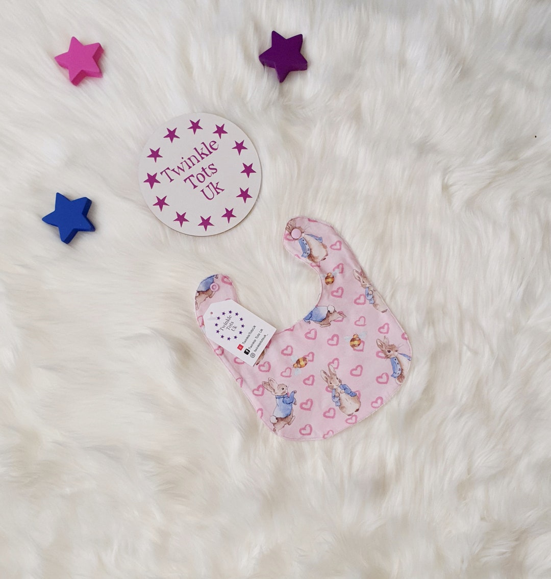 Pink Peter Rabbit Bib, Pink Rabbit Bib, Bib, Waterproof Bib, Dribble ...