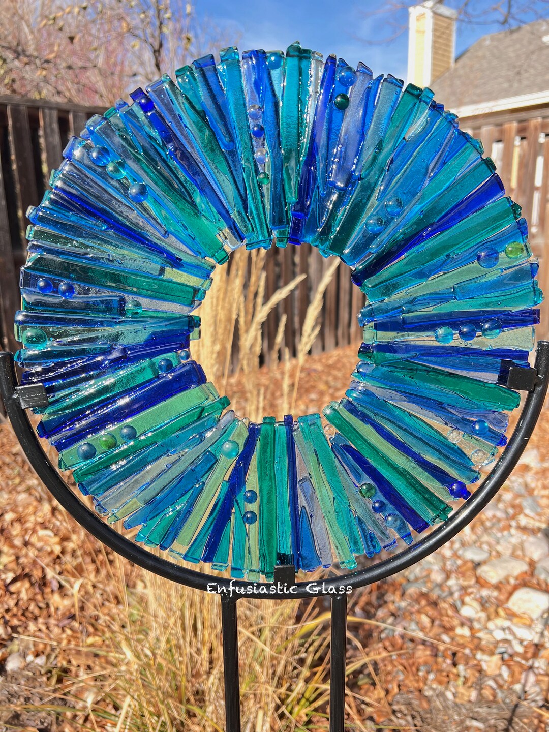Garden Art Sculpture Wreath With Garden Stake - Etsy