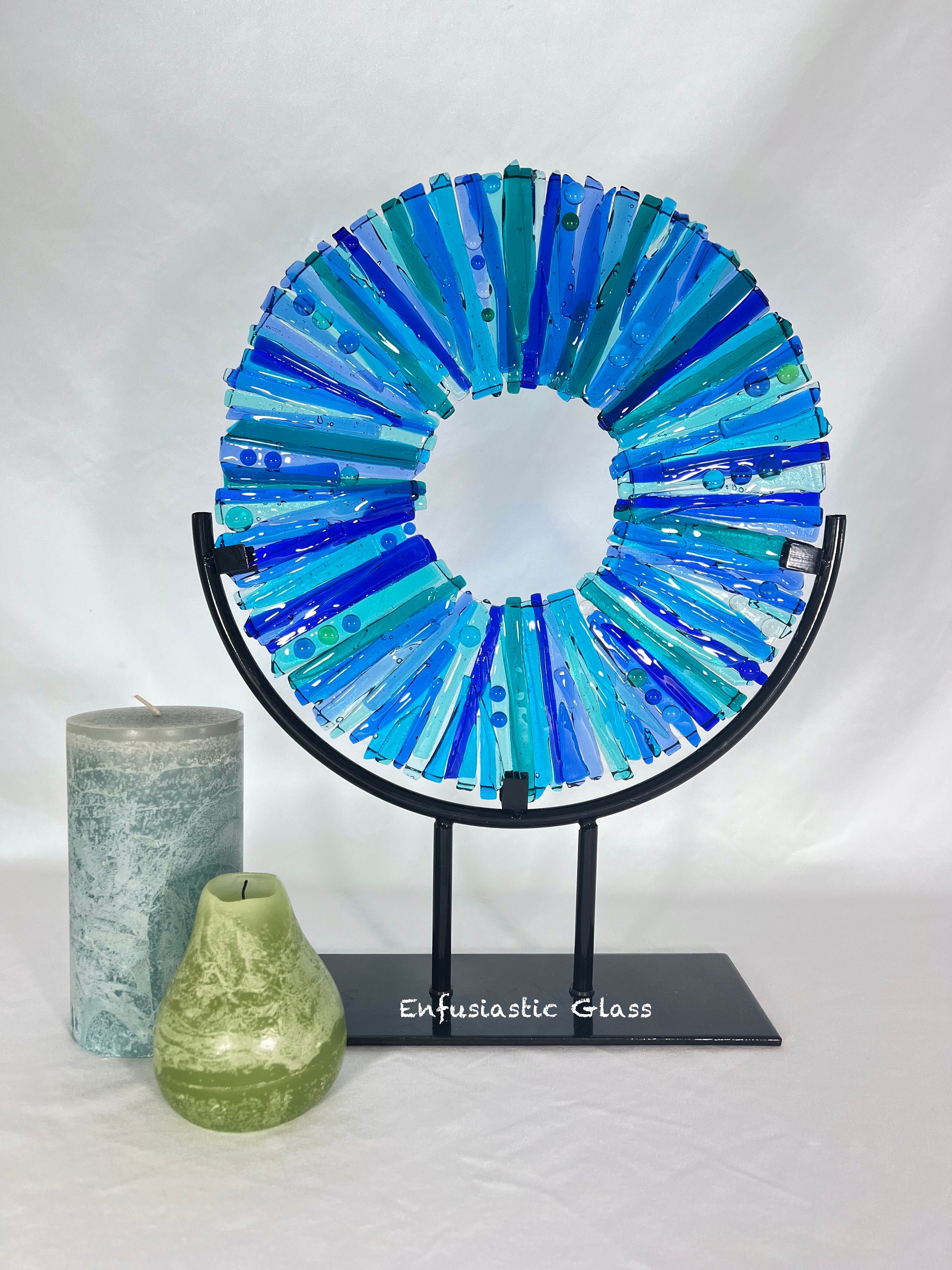 Glass Sculpture Wreath With Tabletop Stand - Etsy