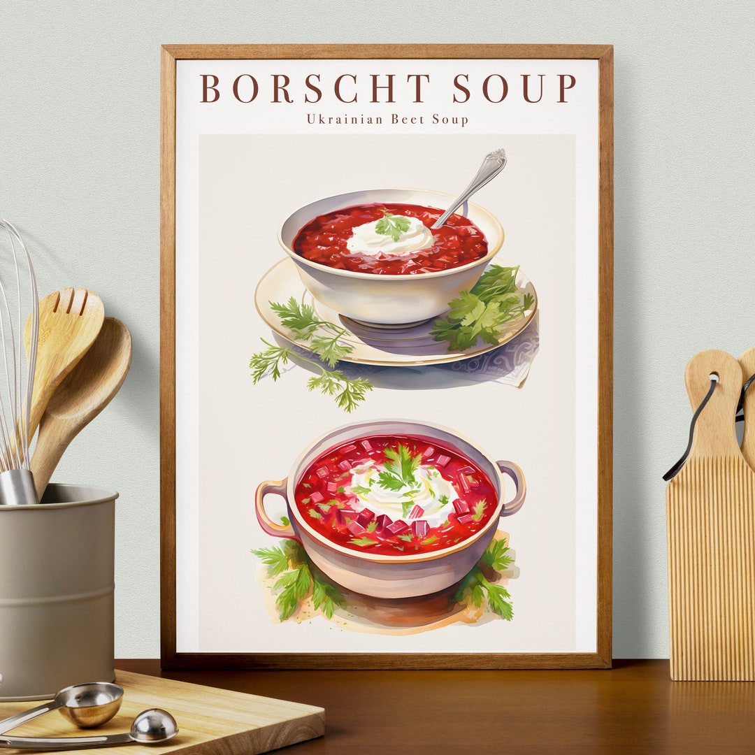 Borscht Soup Poster Ukrainian Beet Soup Digital Food Art Print ...