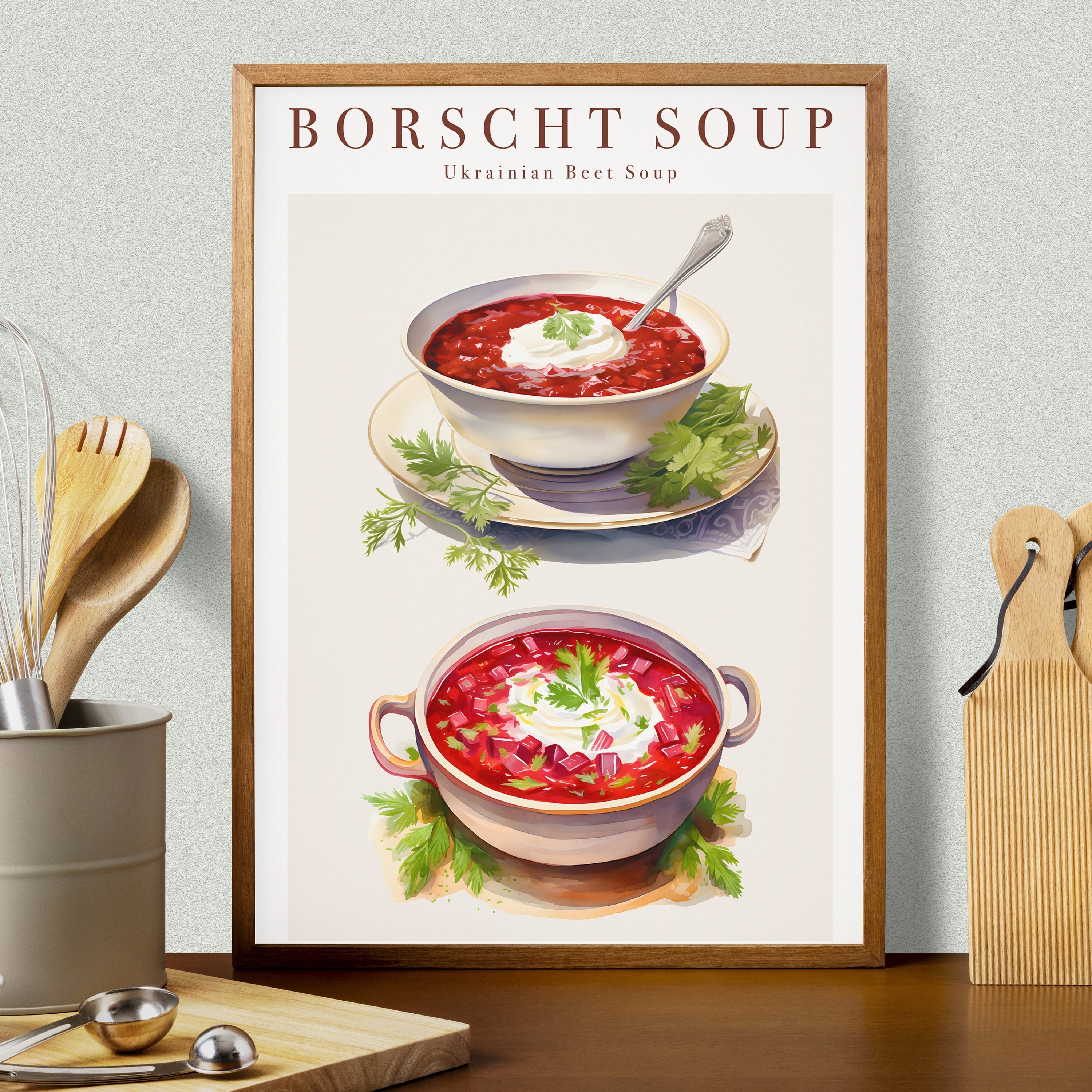 Borscht Soup Poster Ukrainian Beet Soup Digital Food Art - Etsy