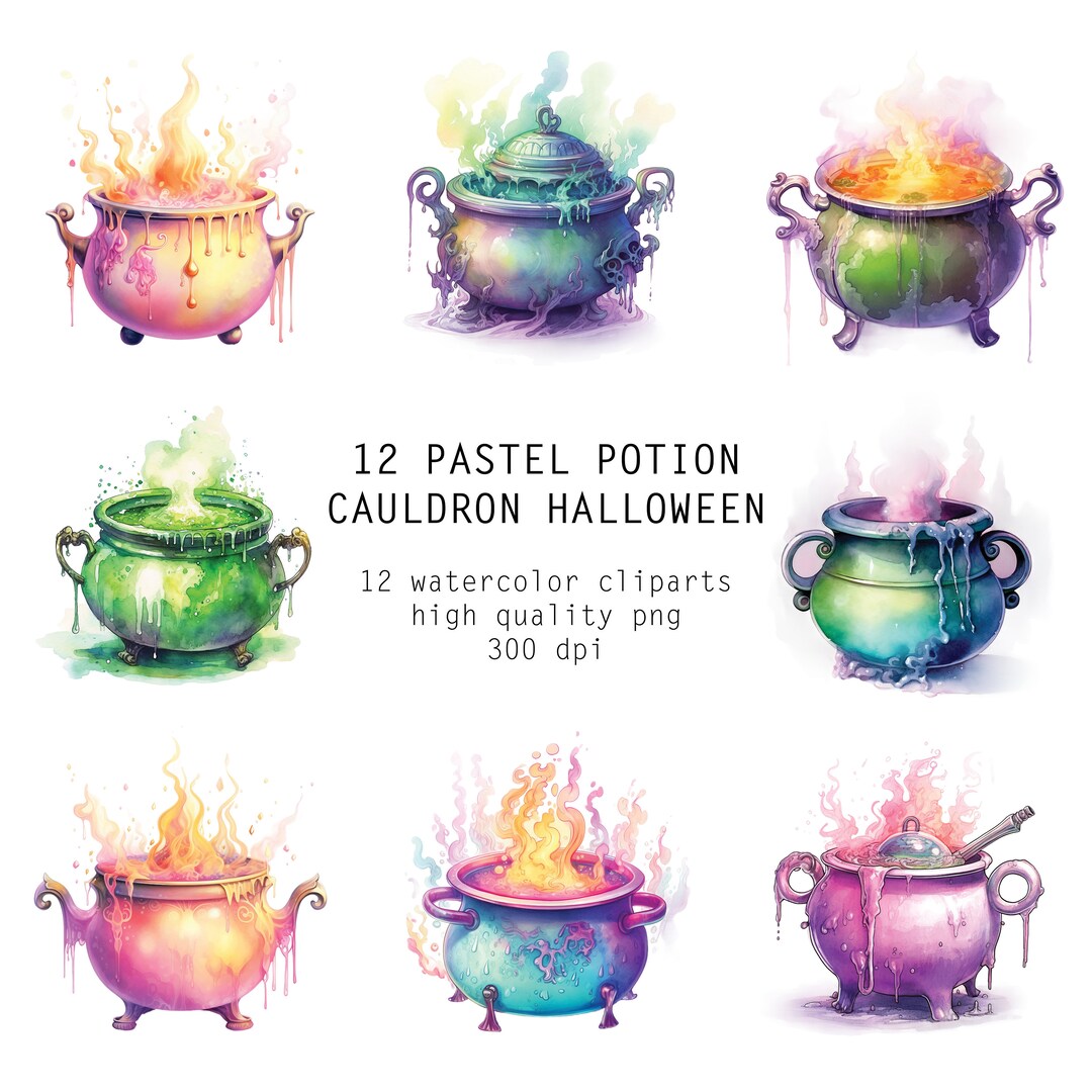 Pastel Halloween Clipart Bundle Potion Cauldron Pastel Halloween ...