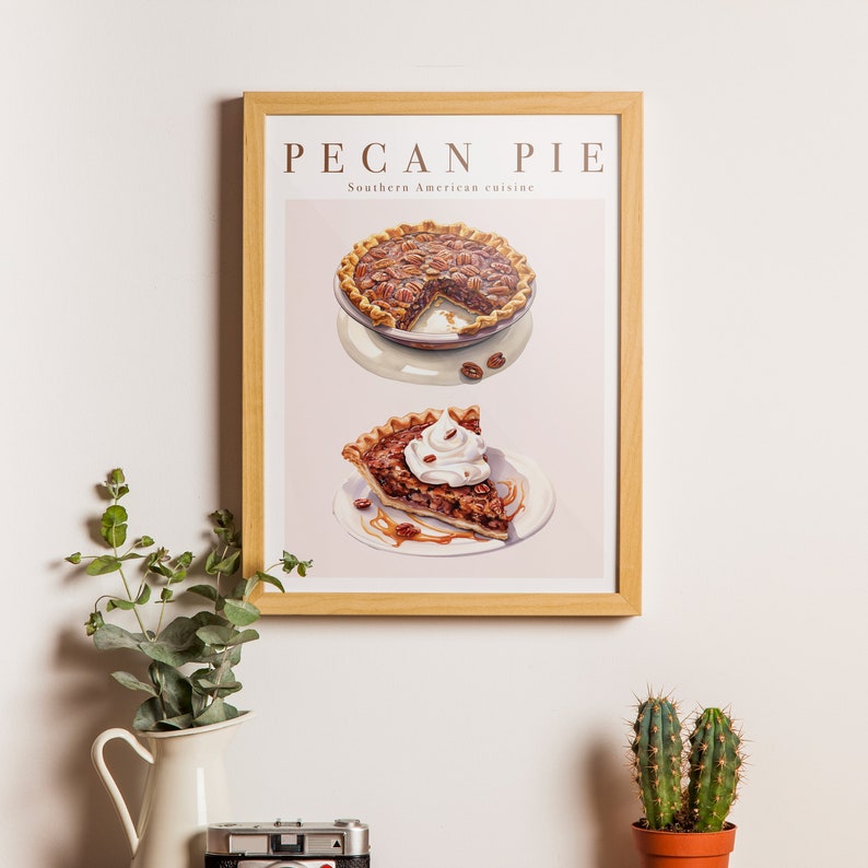 Pecan Pie Poster | Dessert Food Poster | Digital Food Art Print ...