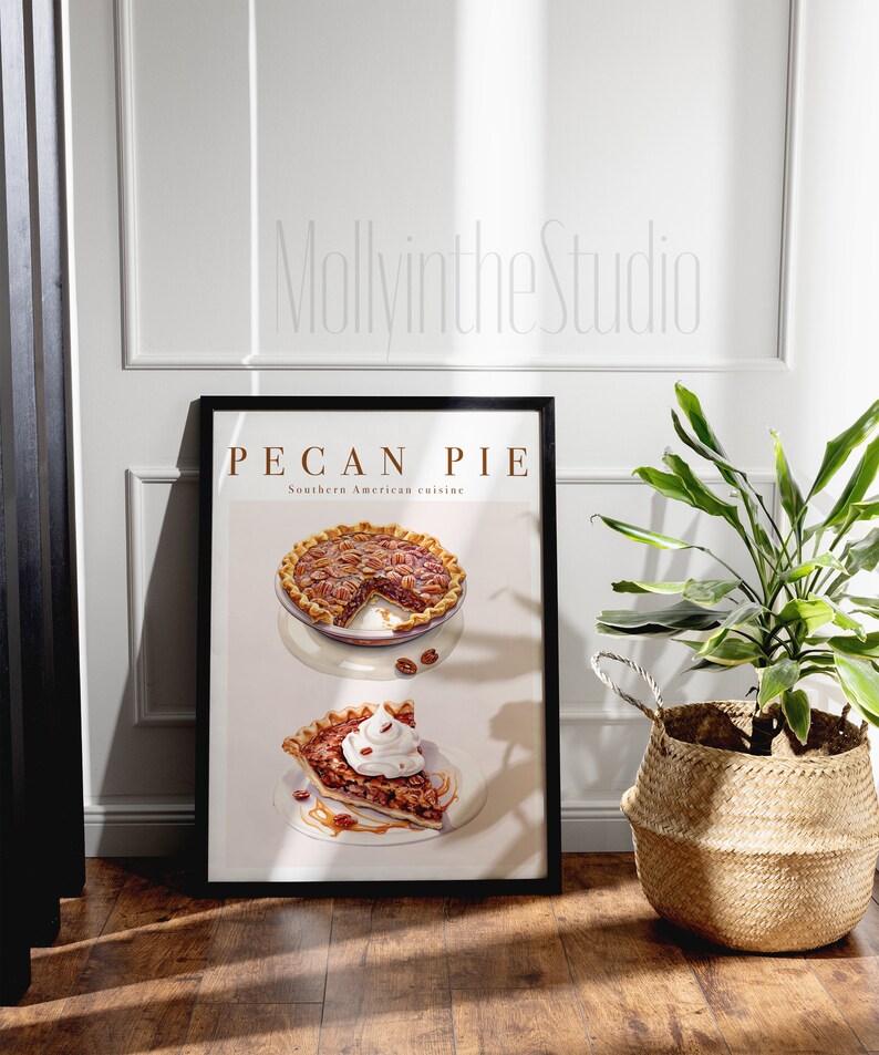 Pecan Pie Poster | Dessert Food Poster | Digital Food Art Print ...