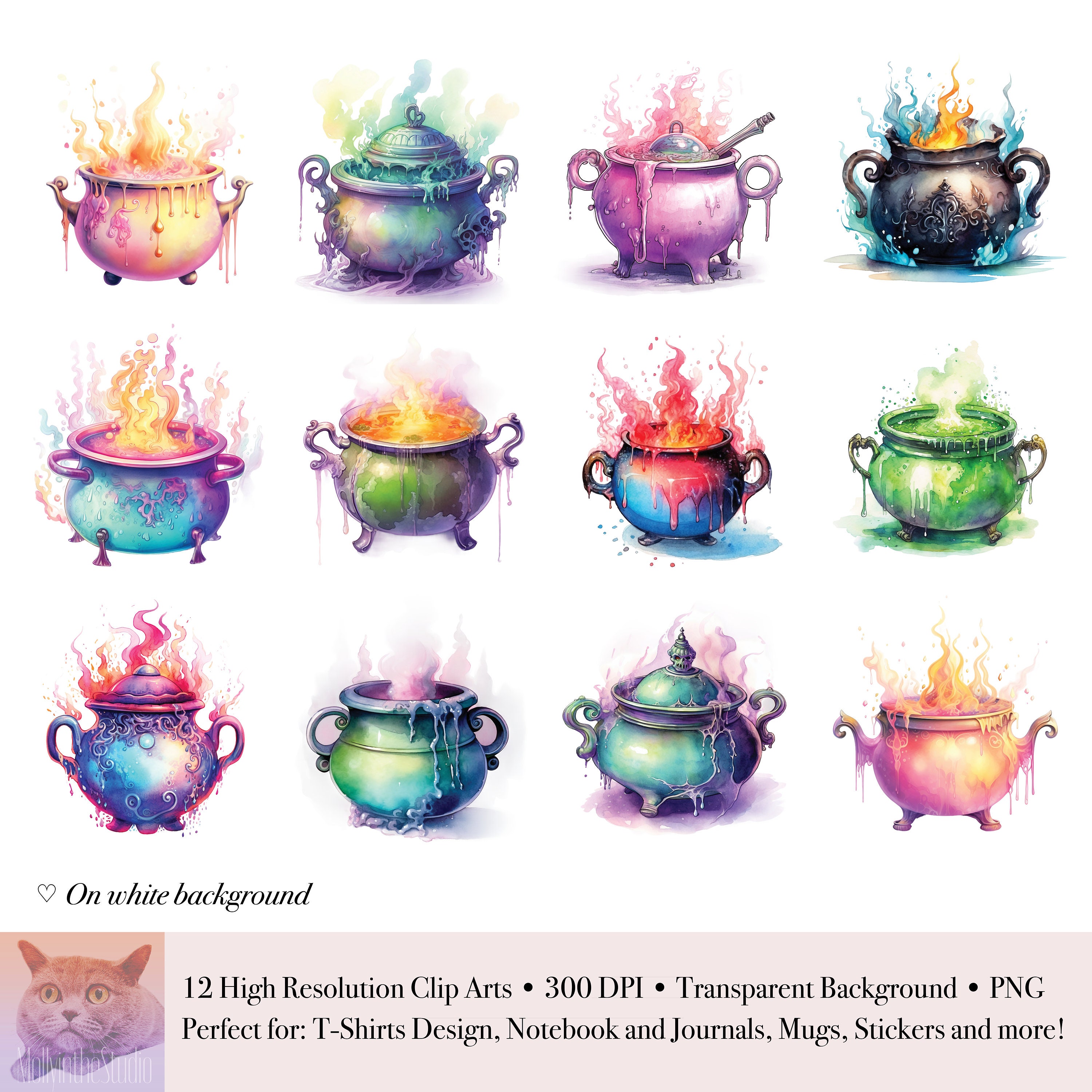 Pastel Halloween Clipart Bundle Potion Cauldron Pastel Halloween ...