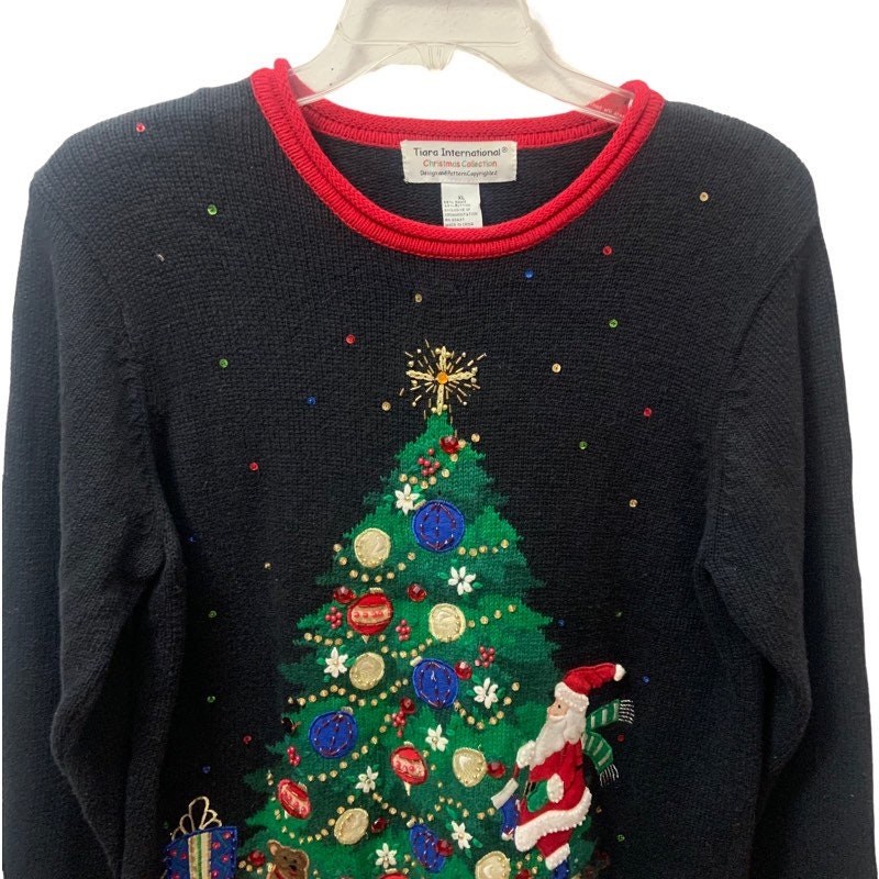 Vintage 80’s Tiara International Christmas Collection Embellished Long ...