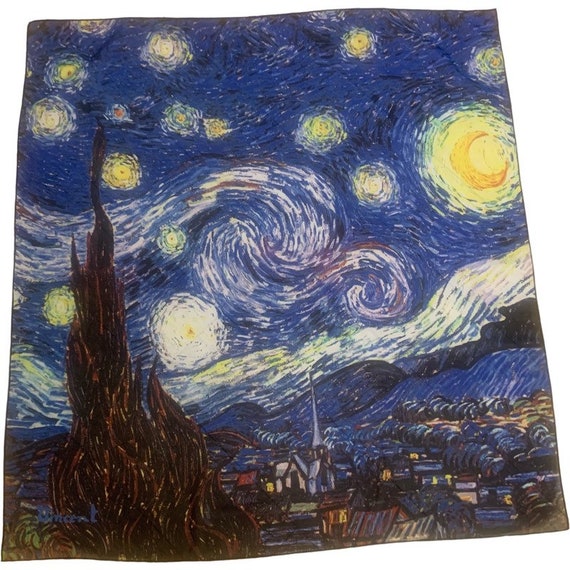 Vintage Van Gogh Starry Night Square Scarf Blue Artis… - Gem
