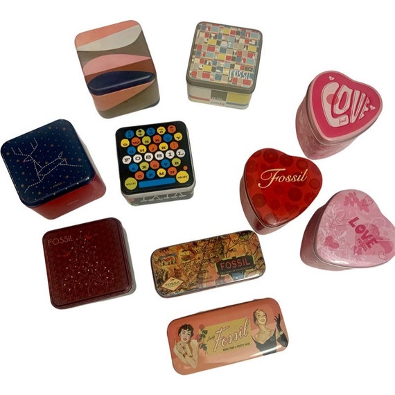 Vintage Fossil Metal Empty Watch Boxes Collector’s Re… - Gem