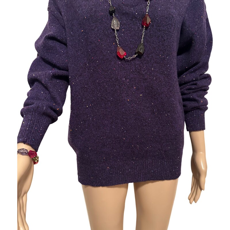 Vintage 1970’s Hunt Club Pure Virgin Lambswool Speckled Purple Collared ...