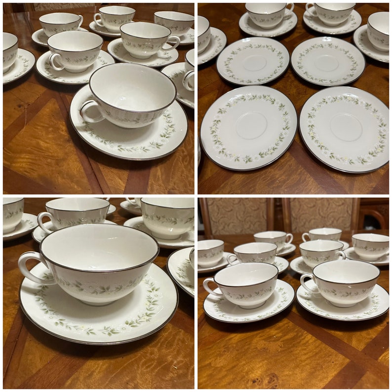 Vintage Mid Century Noritake Ivory Cornelia Japan White Green Floral ...