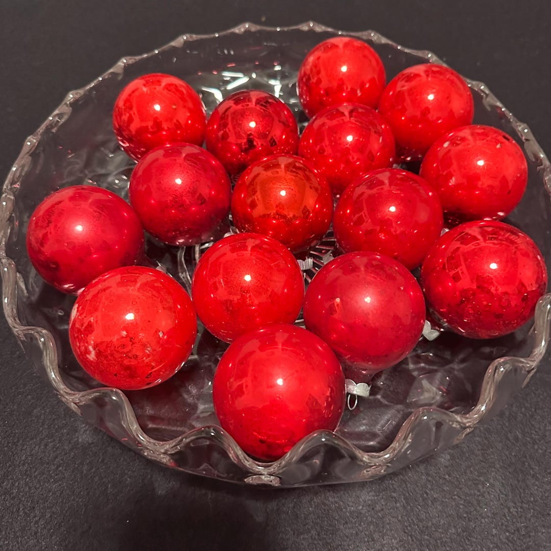 Vintage Rauch Christmas Mid Century Glass Round Red 15 Christmas Tree ...