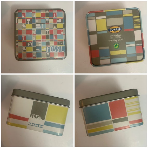 Vintage Fossil Metal Empty Watch Boxes Collector’s Re… - Gem