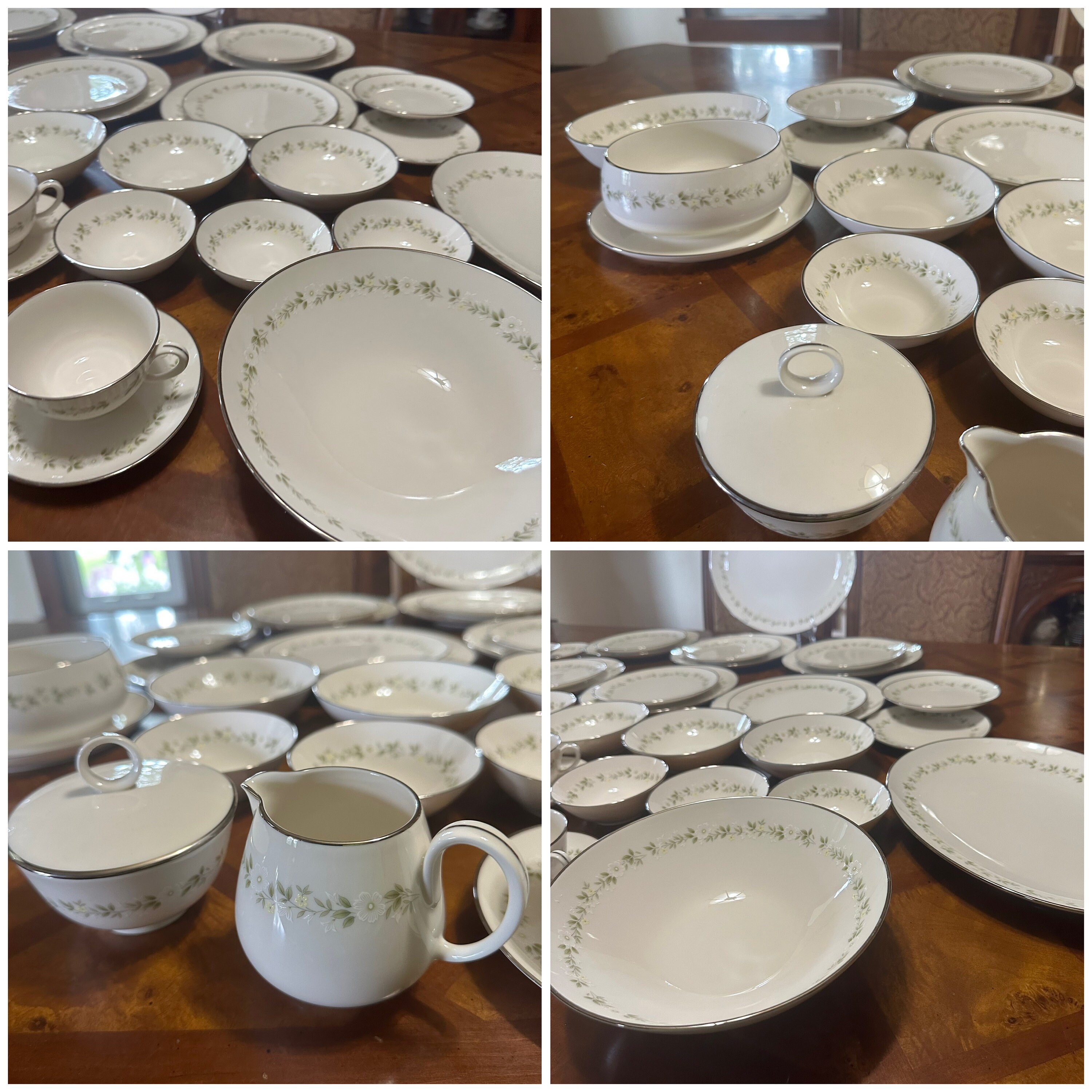 Vintage Mid Century Noritake Ivory Cornelia Japan White Green Floral ...