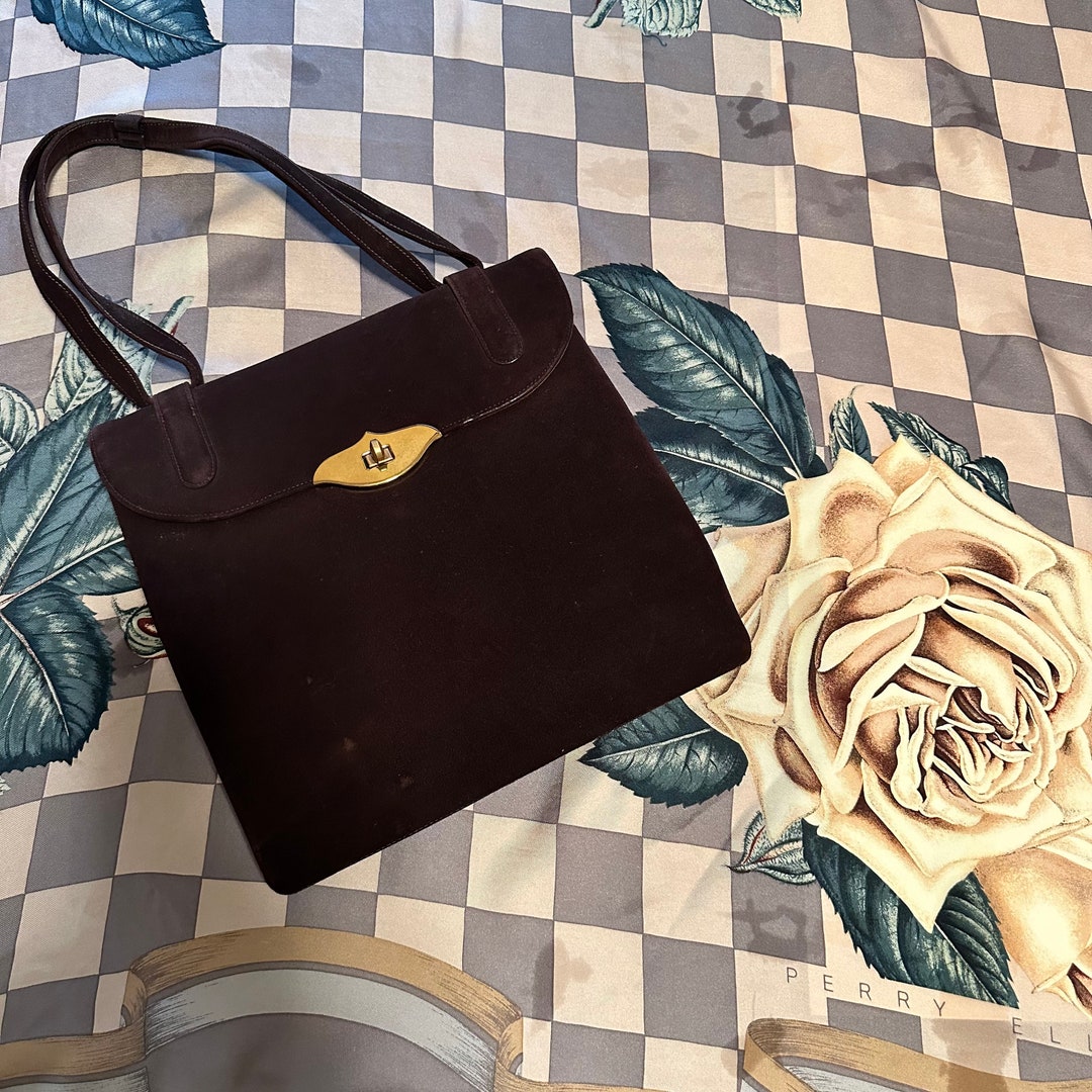 Vintage 50s Ronay Brown Suede Small Double Handled Handbag - Etsy