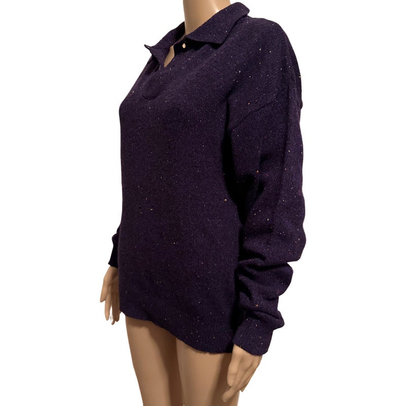 Vintage 1970’s Hunt Club Pure Virgin Lambswool Speckled Purple Collared ...
