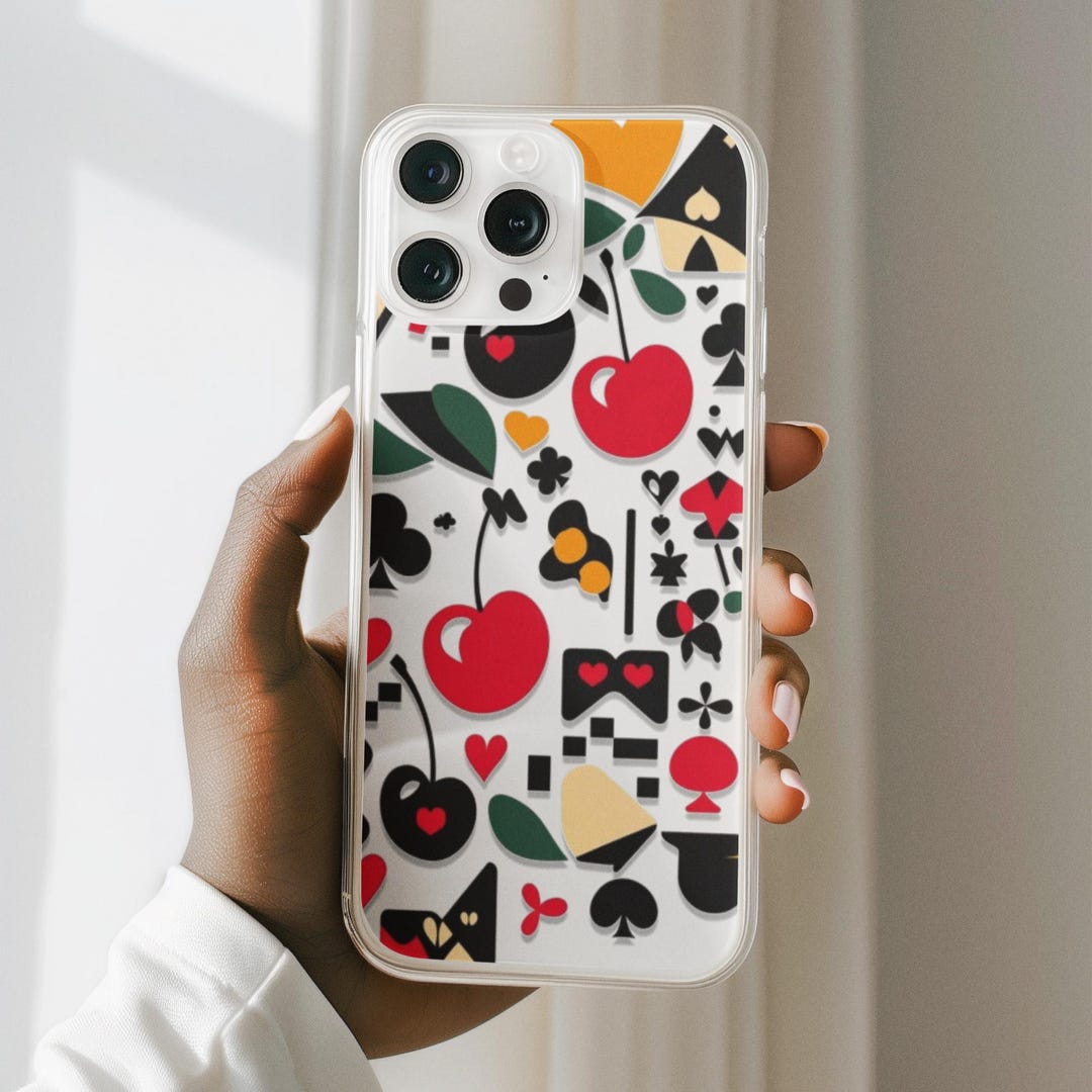 Retro Y2K Playing Cards Collage Phone Case, Cherry iPhone Case, Y2K ...