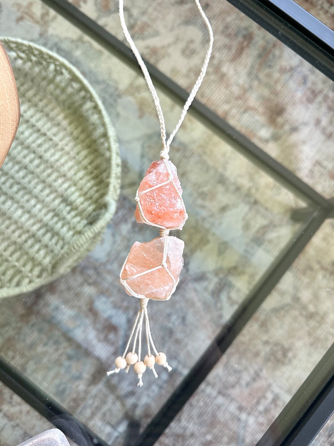 Himalayan Salt Rock Car Charm, Car Charm, Rearview Mirror, Salt Rock ...