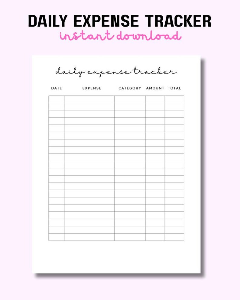 Printable Expense Tracker: Bill Payment Log (US Letter, Instant ...