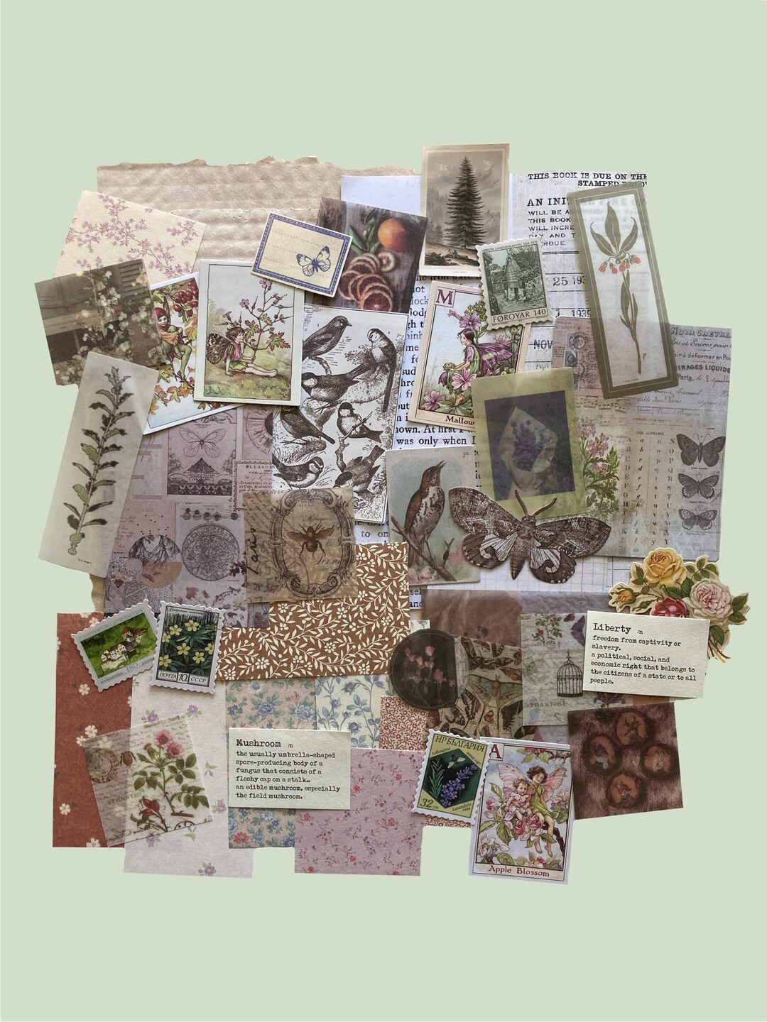 Cottage Core Themed (40 Piece) Junk Journal Kit - Scrapbooking ...