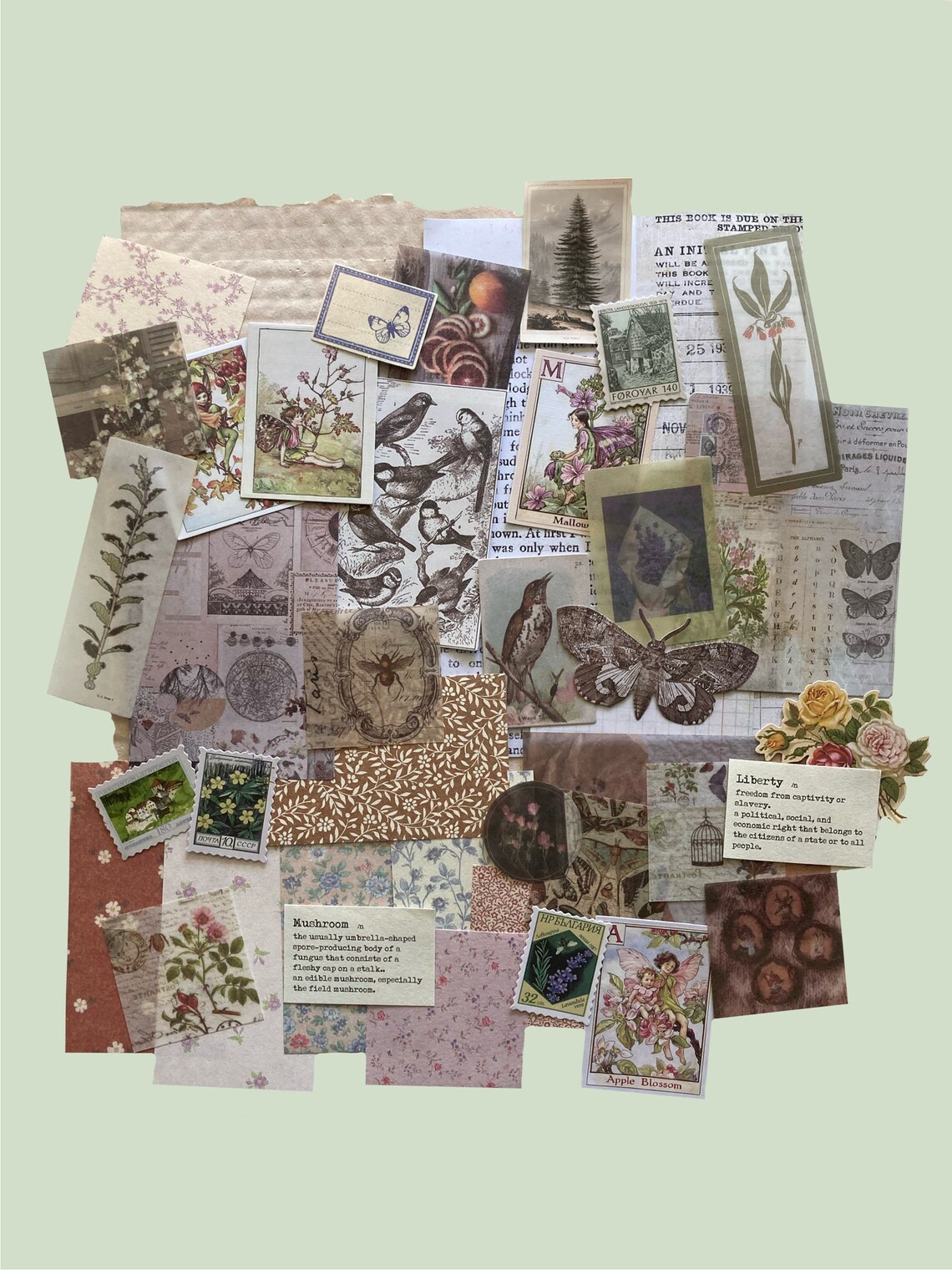 Cottage Core Themed 40 Piece Junk Journal Kit Scrapbooking - Etsy