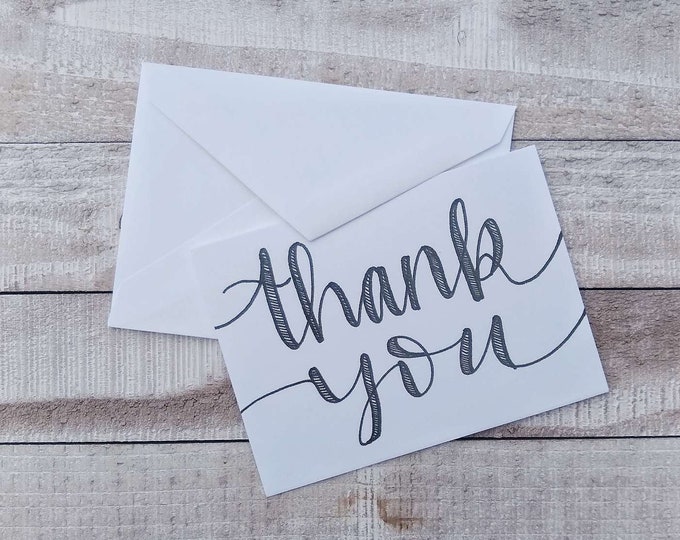 Thank You Calligraphy Greeting Card All Occasions Hand - Etsy