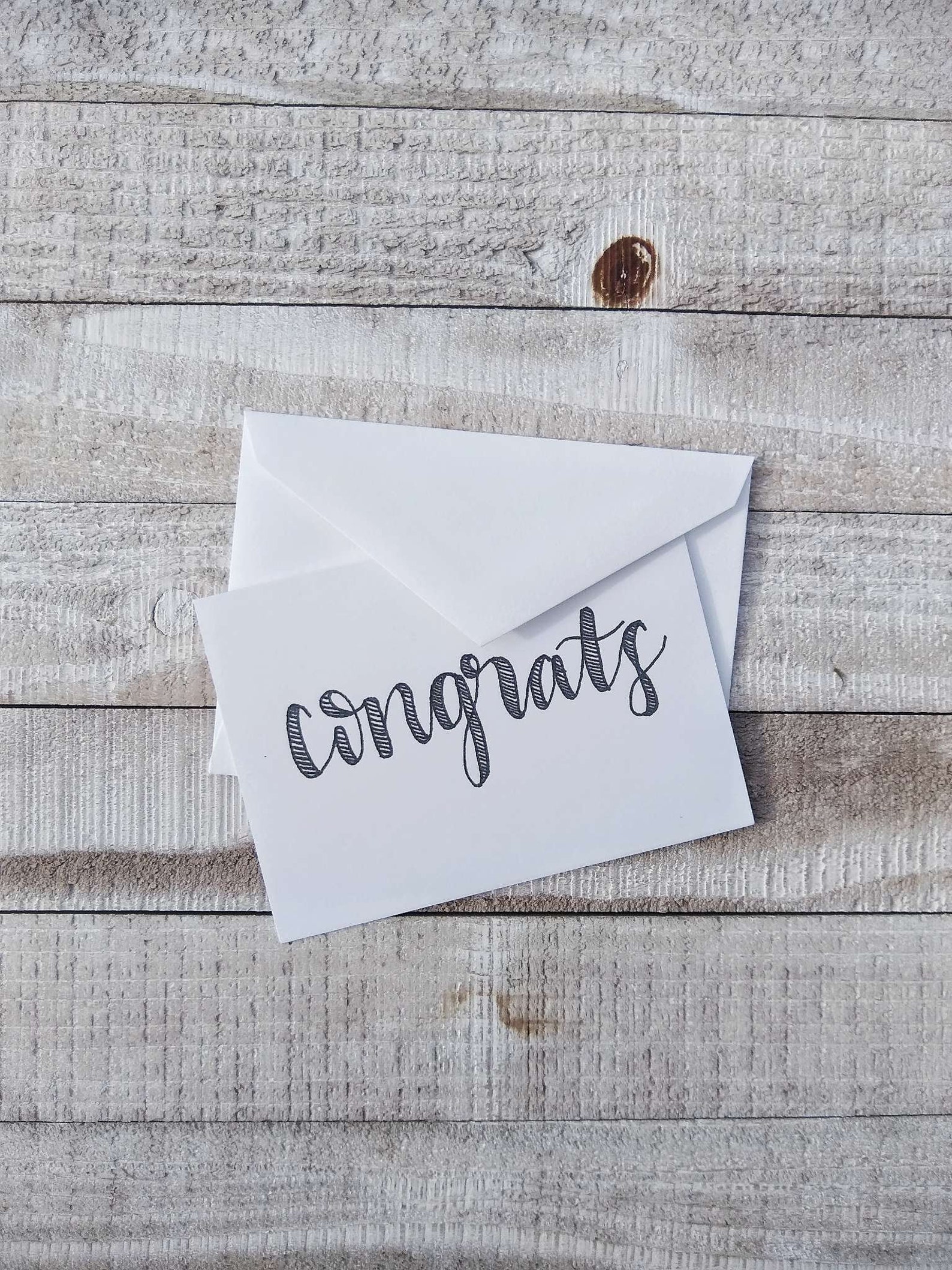 Hand Lettered Congrats Greeting Card with or Without Vine - Etsy