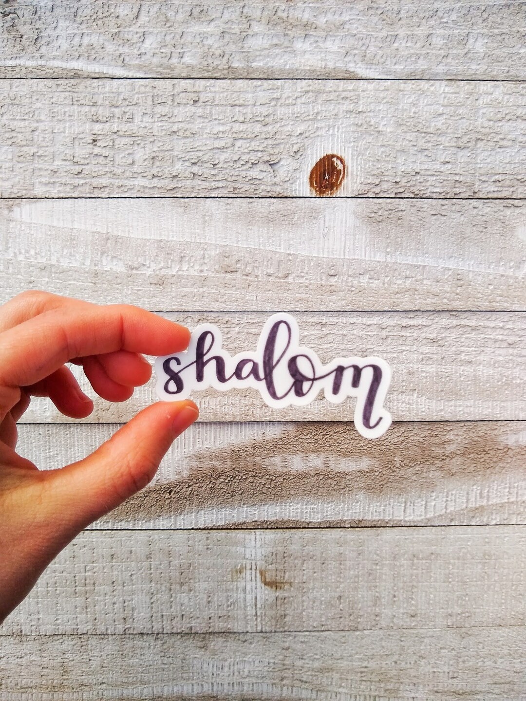 Hebrew Shalom Calligraphy Sticker, Hand-designed, Waterproof Matte ...