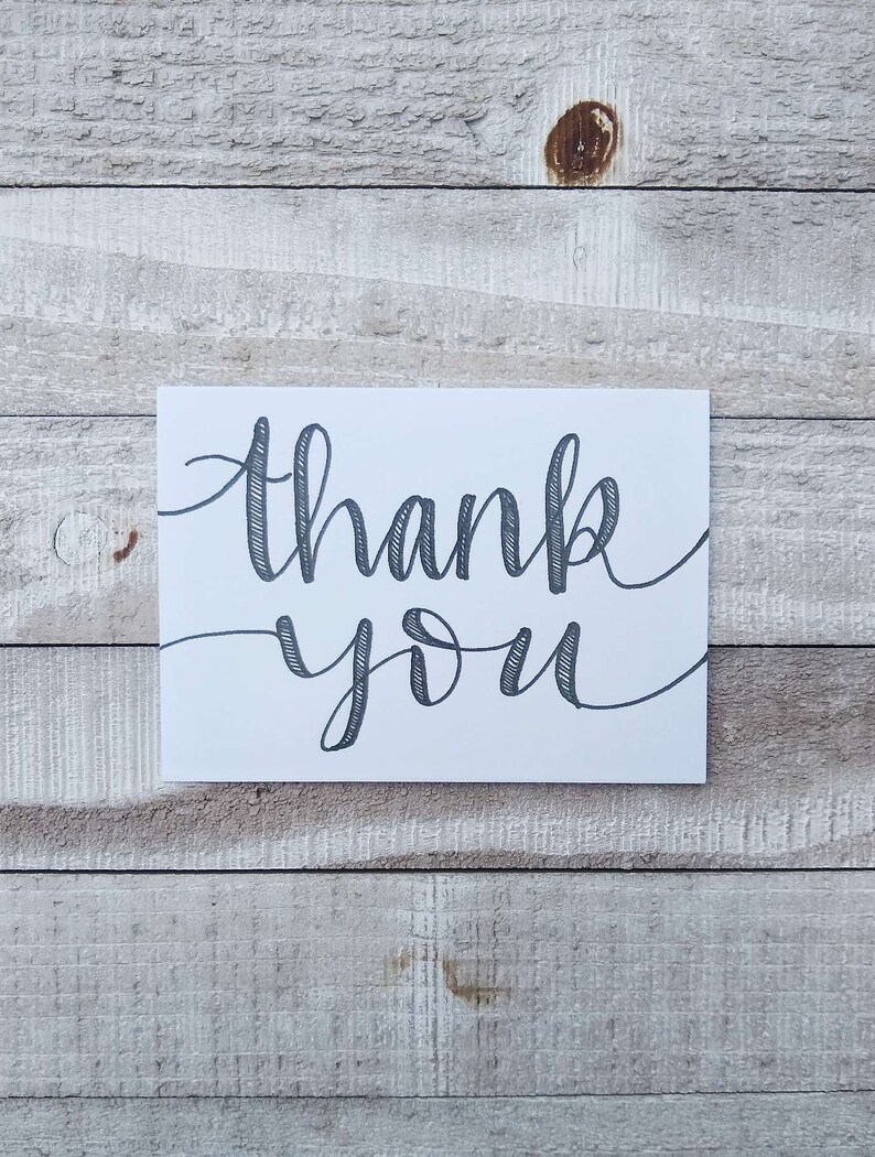Thank You Calligraphy Greeting Card All Occasions Hand - Etsy