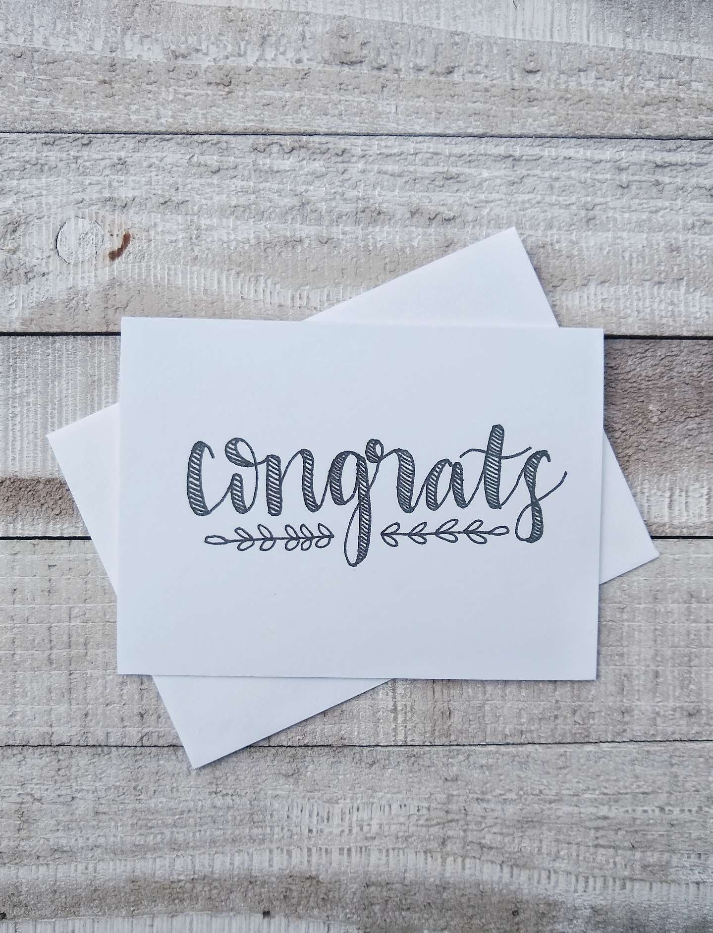 Hand Lettered Congrats Greeting Card with or Without Vine - Etsy