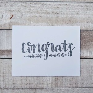Hand Lettered Congrats Greeting Card with or Without Vine - Etsy
