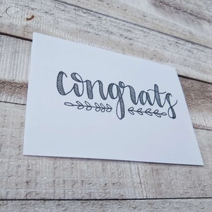 Hand Lettered Congrats Greeting Card with or Without Vine - Etsy