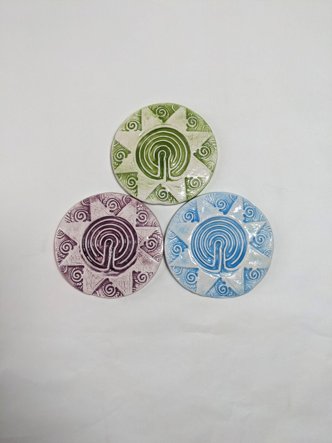 Ceramic Celtic or Cretan Palm Labyrinth, Mindful Finger Maze ...