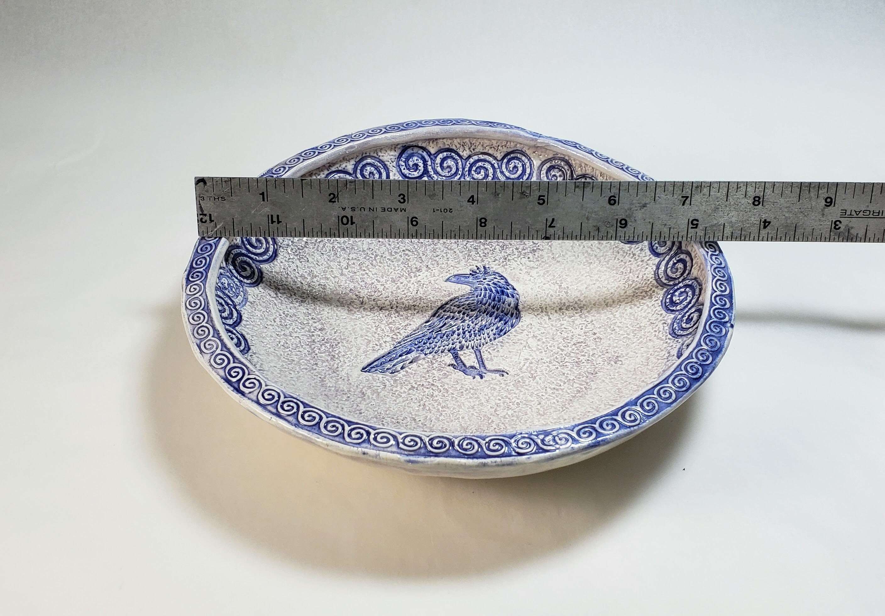 Ceramic Raven Plate Cottagecore Blackbird Dish Gray Blue - Etsy