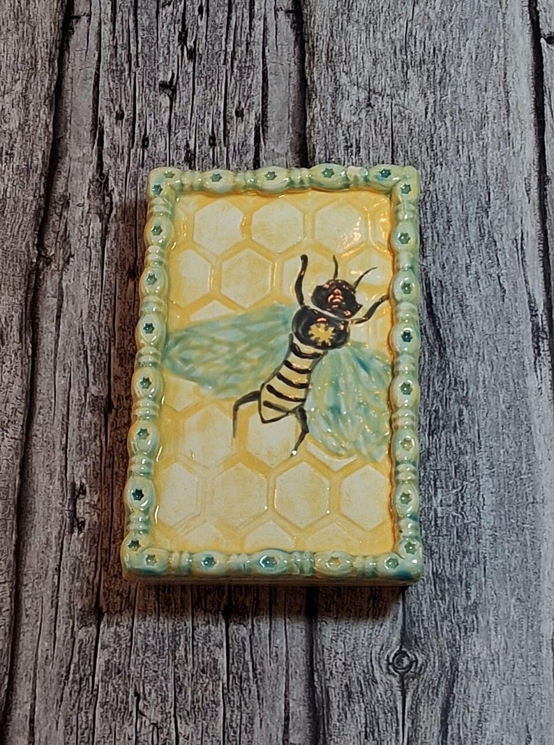 Ceramic Bee Pollinator Prayer Box: Handmade Nature Blessing Mezuzah - Etsy