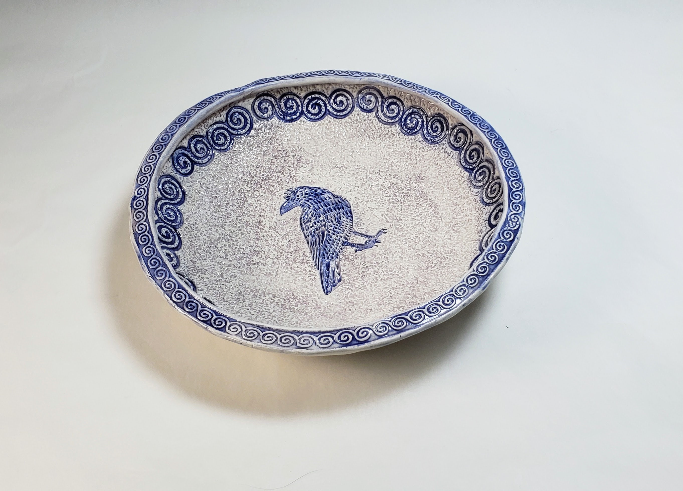 Ceramic Raven Plate Cottagecore Blackbird Dish Gray Blue - Etsy