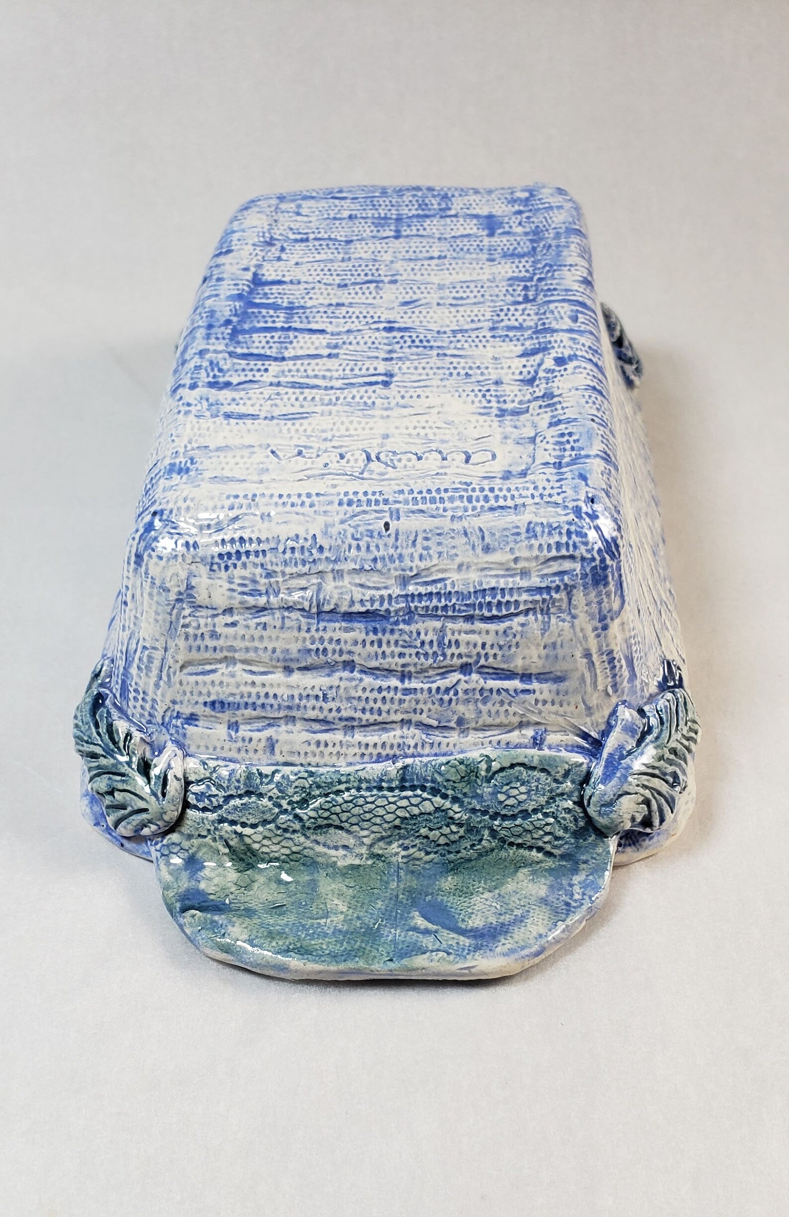 Ceramic Bread Pan Blue Small Cake Pan Meatloaf Pan for Two - Etsy